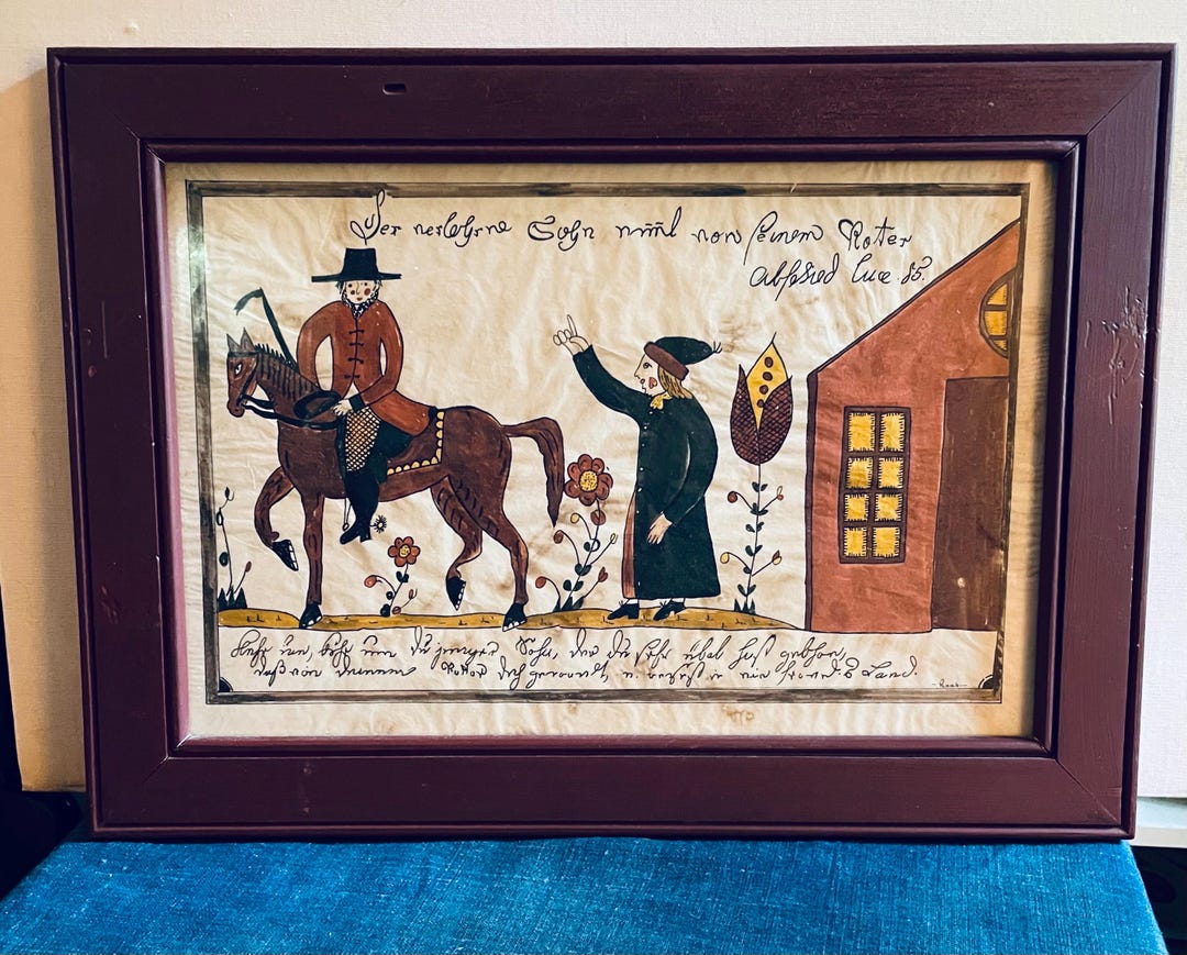 Vintage Joan Raab Folk Art Fraktur, the Prodigal Son, Plate One ...