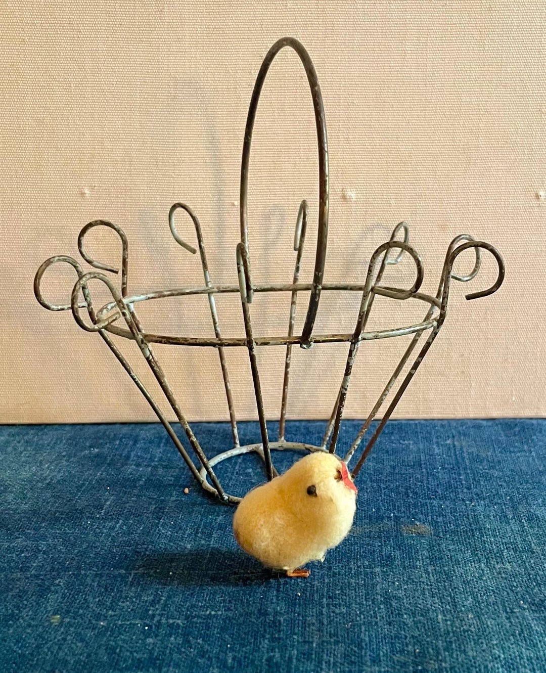 Vintage Miniature Wire Basket, Blue Paint - Etsy