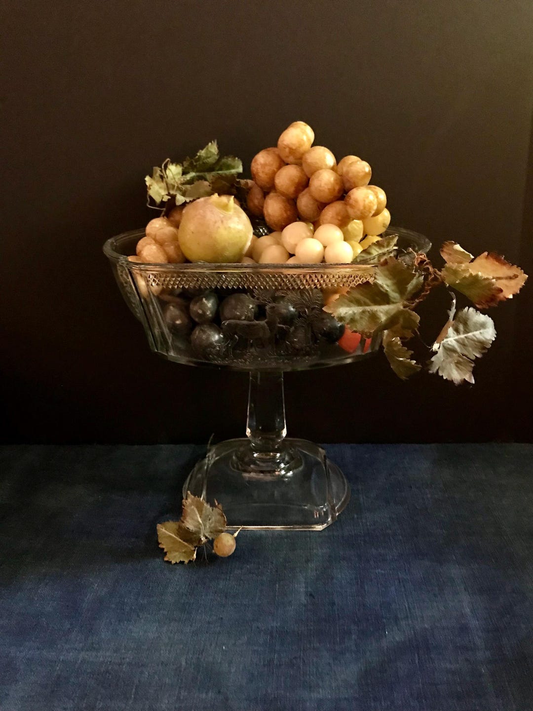 Antique Pressed Glass Compote, 1886 Deer and Pine, Mckee Glass - Etsy
