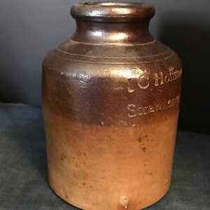 Antique English Saltglazed Stoneware Preserve Jar, Hoffmann, Strawberry ...
