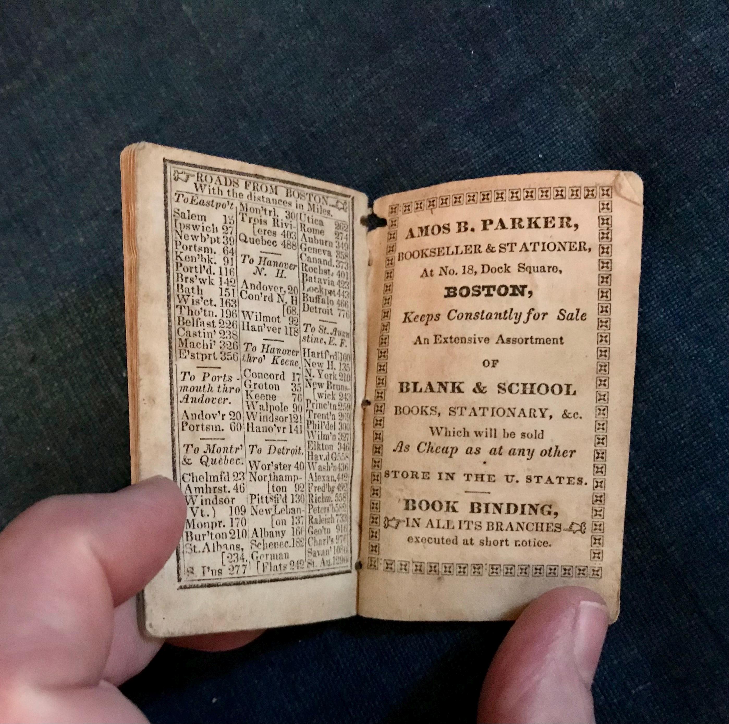 Antique Parker's Miniature Almanac, 1833, Boston - Etsy