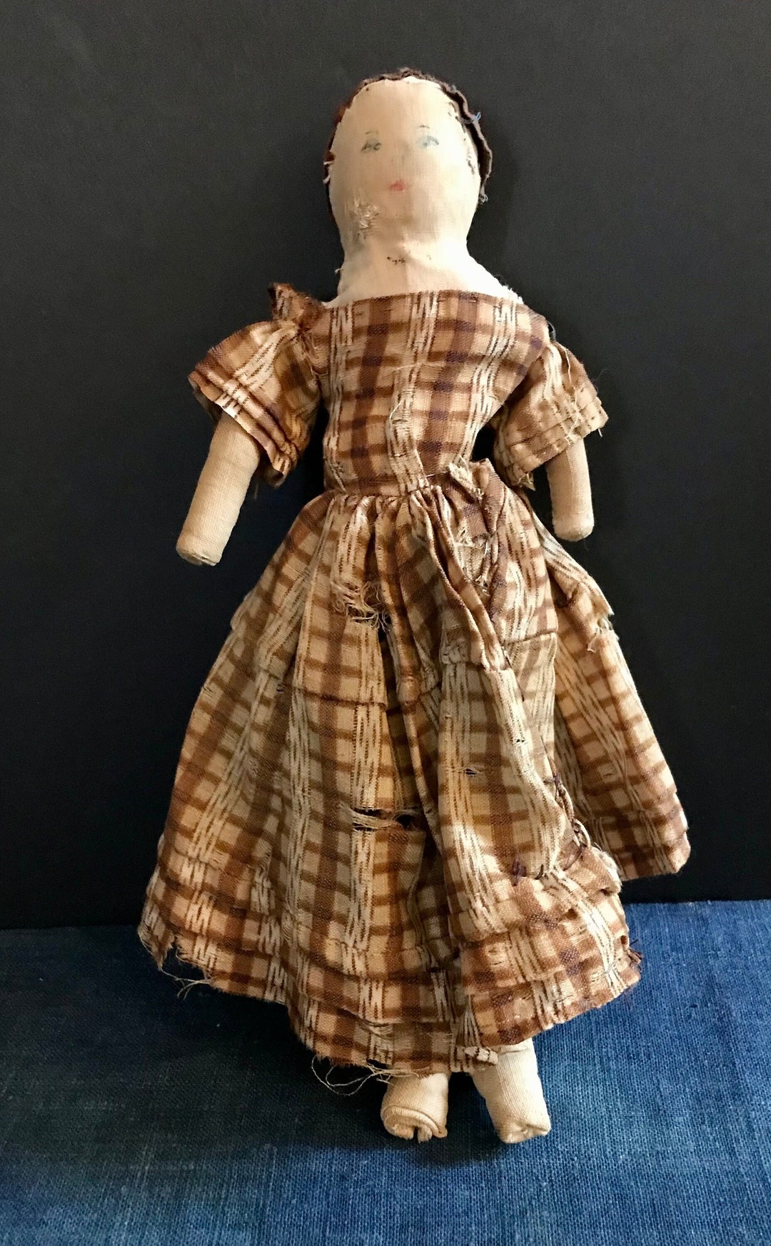 Antique Cloth Doll With Rolled Linen Arms and Legs, Painted Face - Etsy