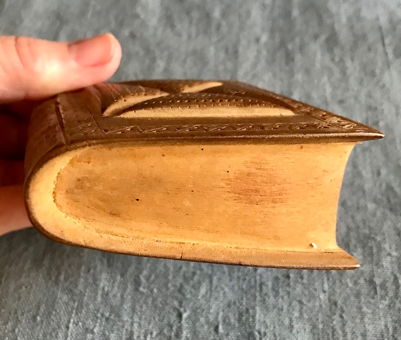 Antique Wooden Book Shaped Box Carved Heart Spruce Gum Box | Etsy