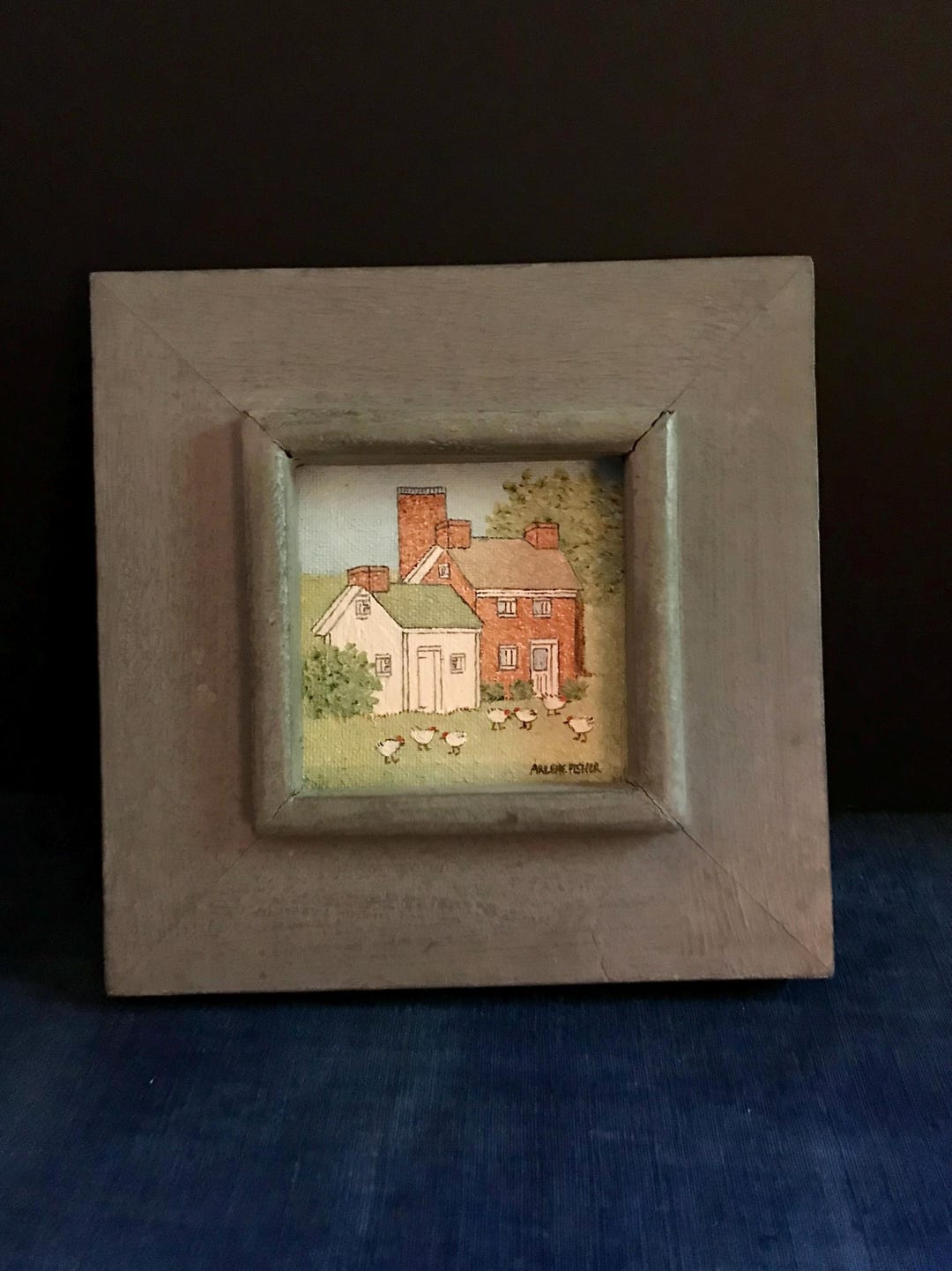 Vintage Arlene Fisher Oil Painted Wood Block, PA Folk Artist - Etsy
