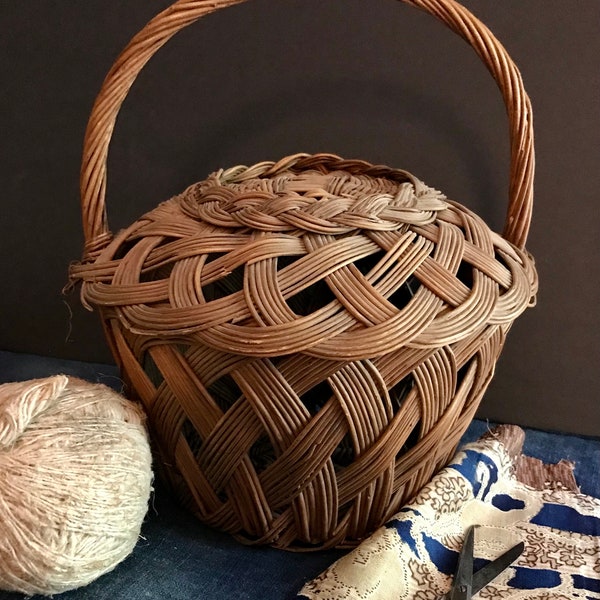 Antique Wicker Sewing Basket - Etsy