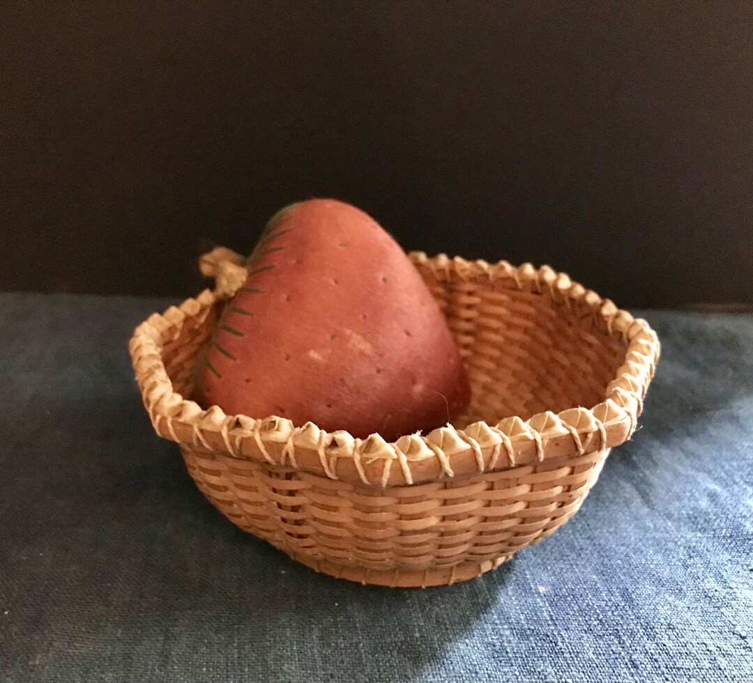 Antique Small Splint Basket With String Decoration, Native American ...