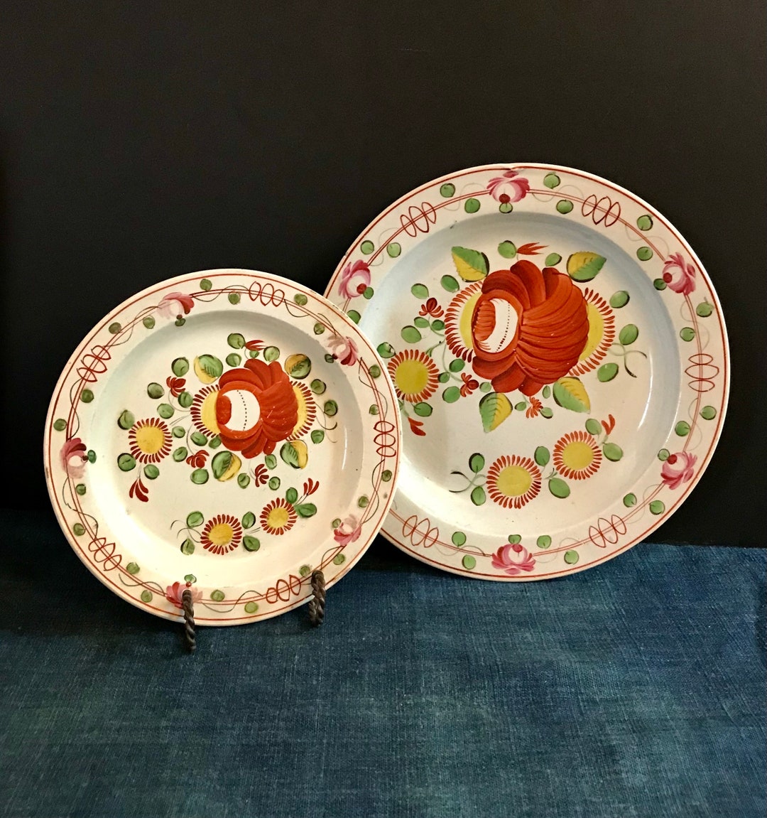 Antique Gaudy Dutch Plates, Kings Rose, Pearlware, 6 1/4" and 8" - Etsy