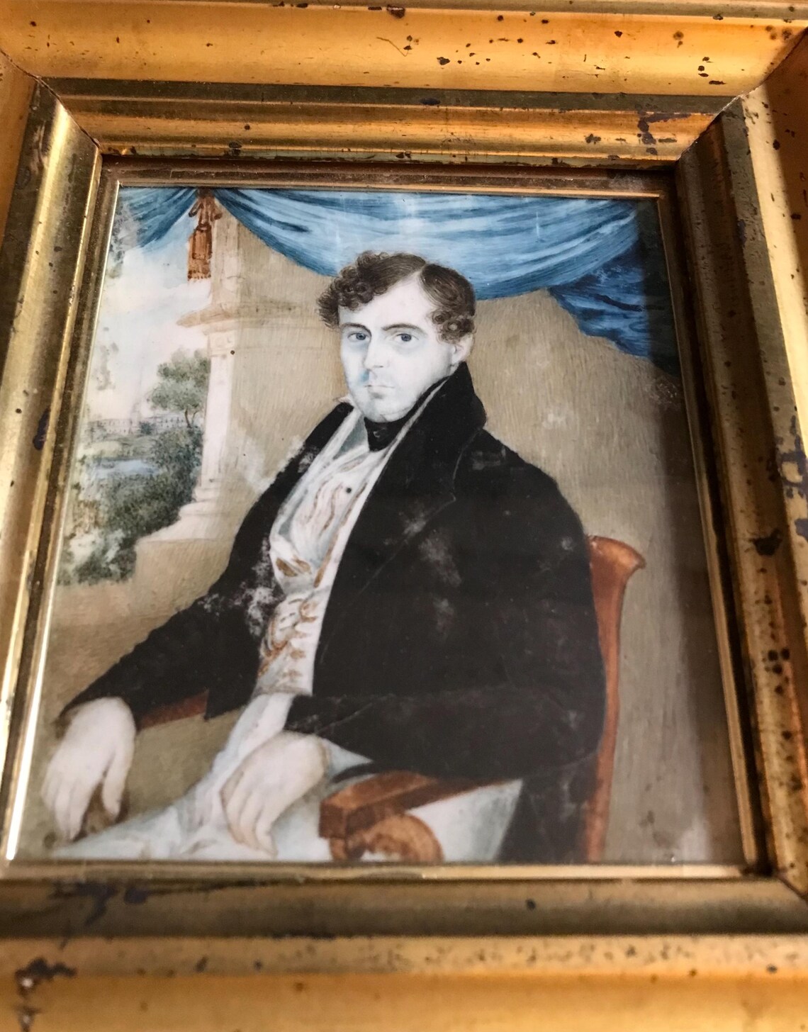 Antique Miniature Painting, Portrait of Man in Original Gilt Frame - Etsy