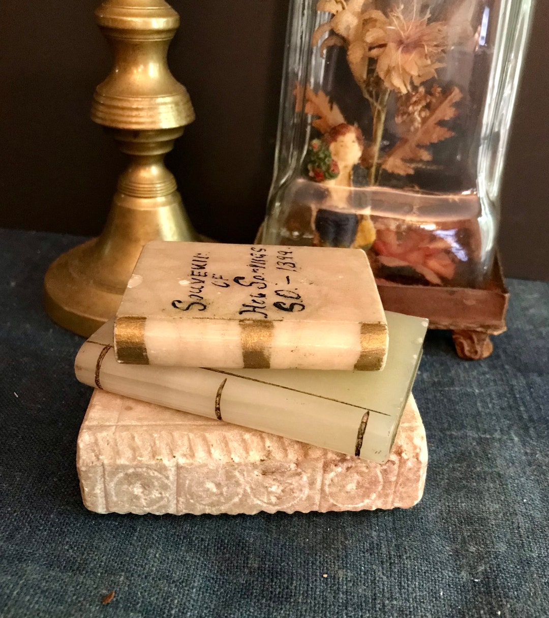 SOLD Layawayantique Stone Books, Carved Miniature Stone Books - Etsy