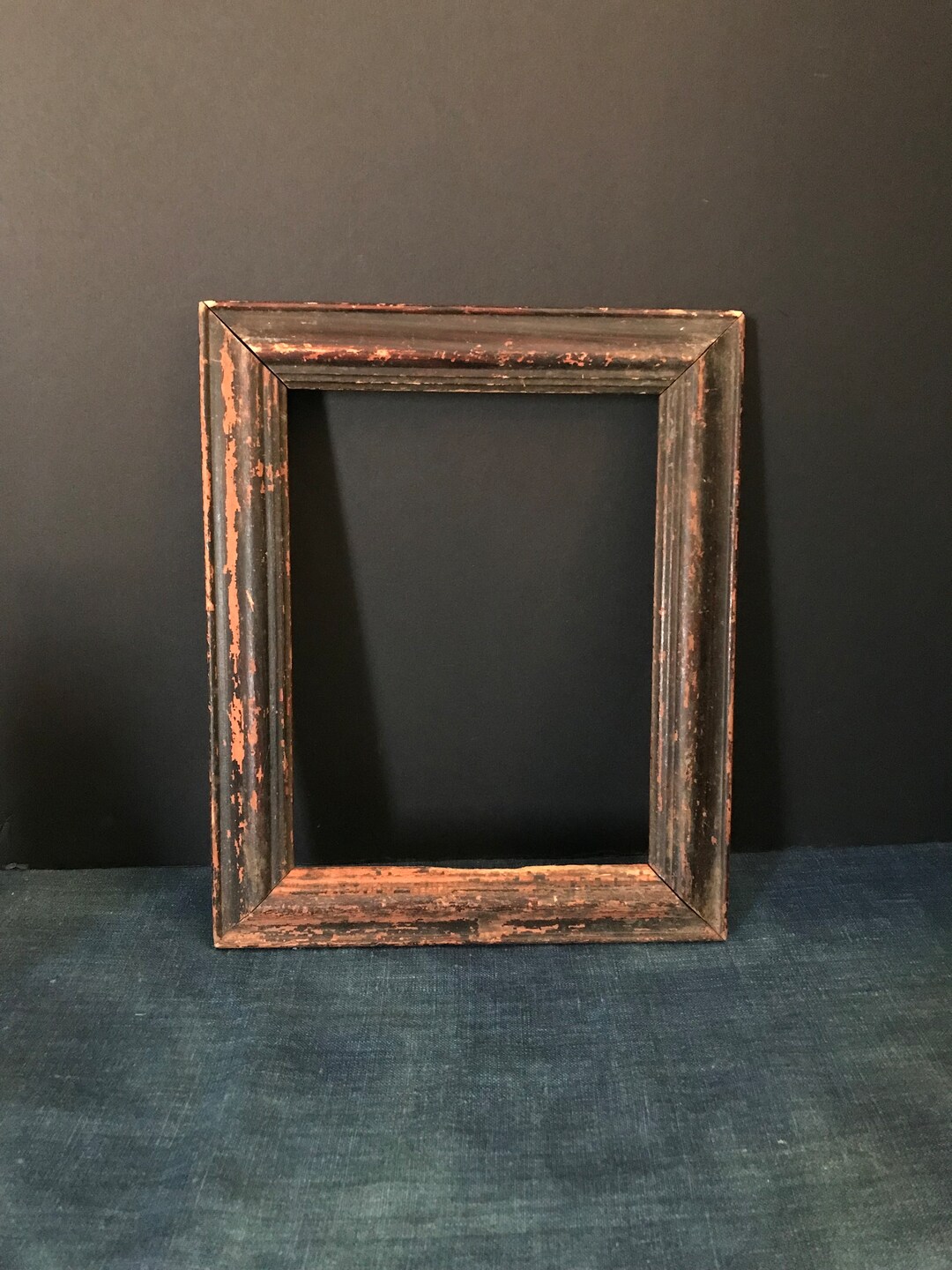 Antique Wooden Frame, Worn Red and Black Graining - Etsy