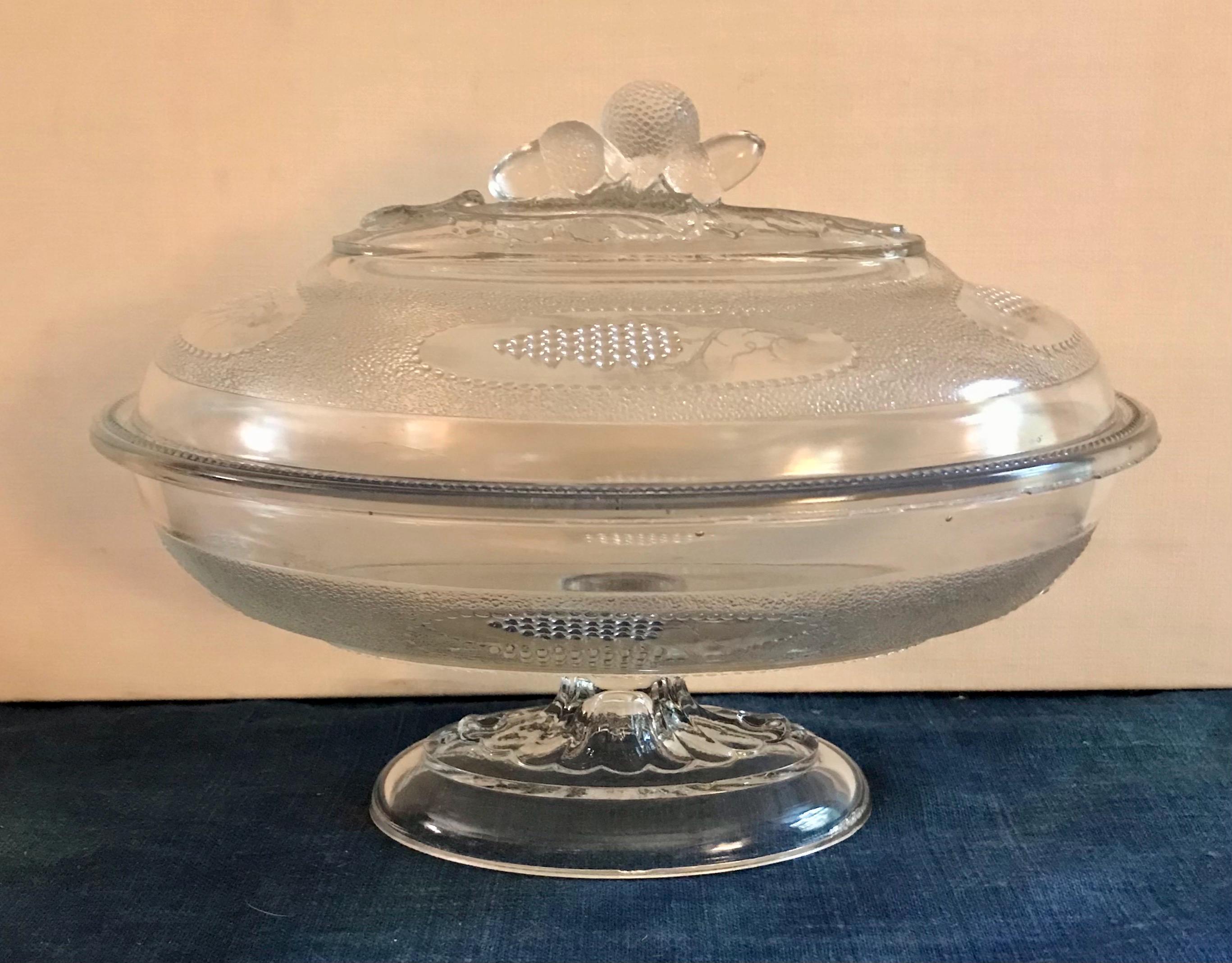 Antique Pressed Glass Compote, Stippled Grape, Doyle & Co., 1871 - Etsy