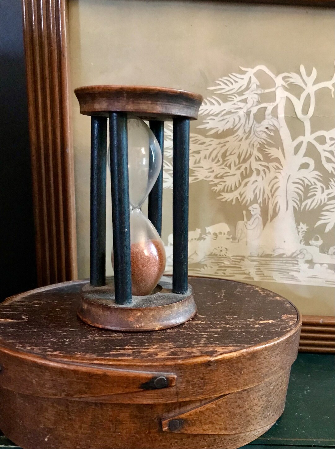 Antique Wooden Sand Glass, Minute Glass, Original Paint - Etsy
