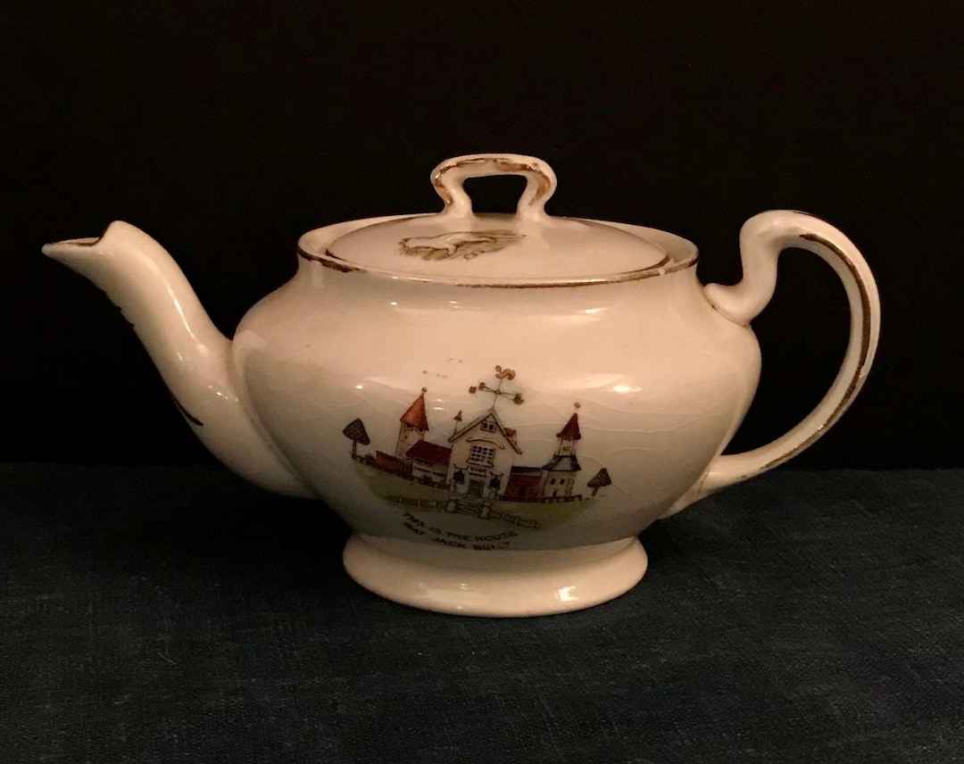 Antique Child's Tea Pot, House That Jack Built, Cat, Florence Cook ...