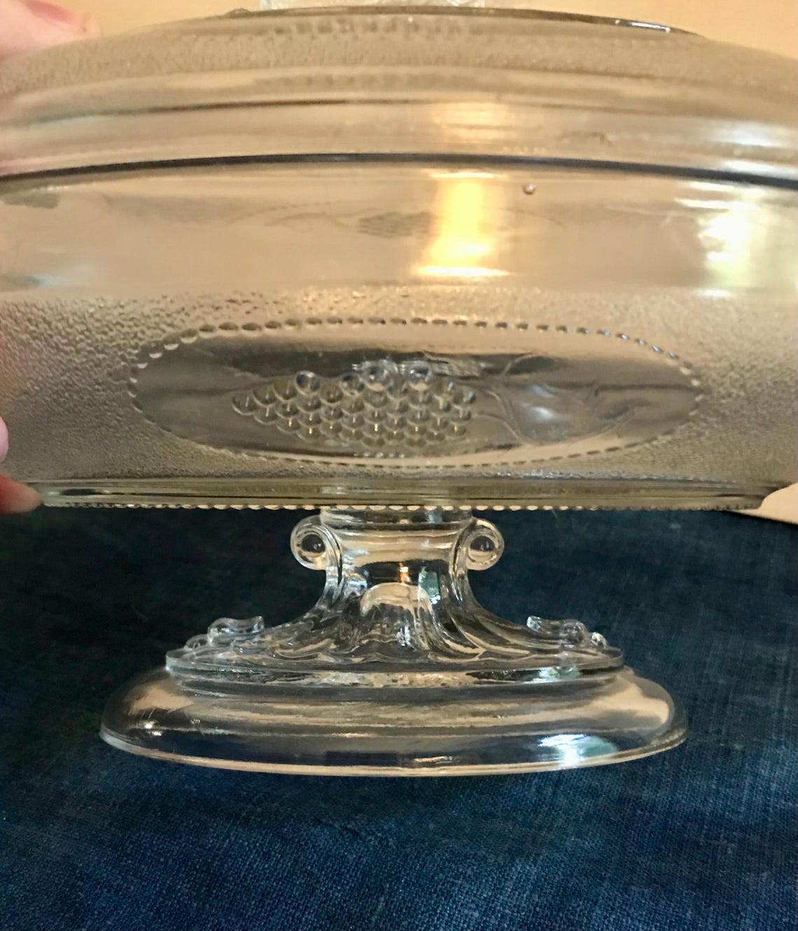 Antique Pressed Glass Compote, Stippled Grape, Doyle & Co., 1871 - Etsy