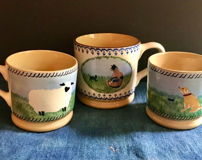 Vintage Nicholas Mosse Pottery Mugs Cats Dog and Sheep - Etsy