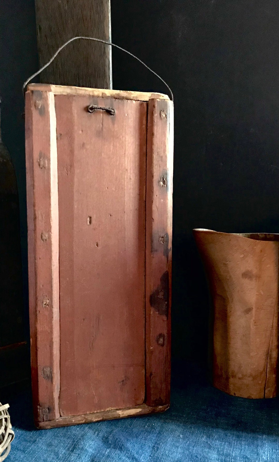 Antique Scrub Box With Sliding Lid in Original Red Paint - Etsy