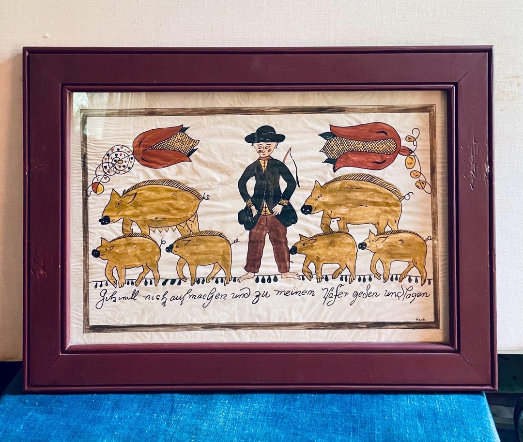 Vintage Joan Raab Folk Art Fraktur, the Prodigal Son, Plate Two ...