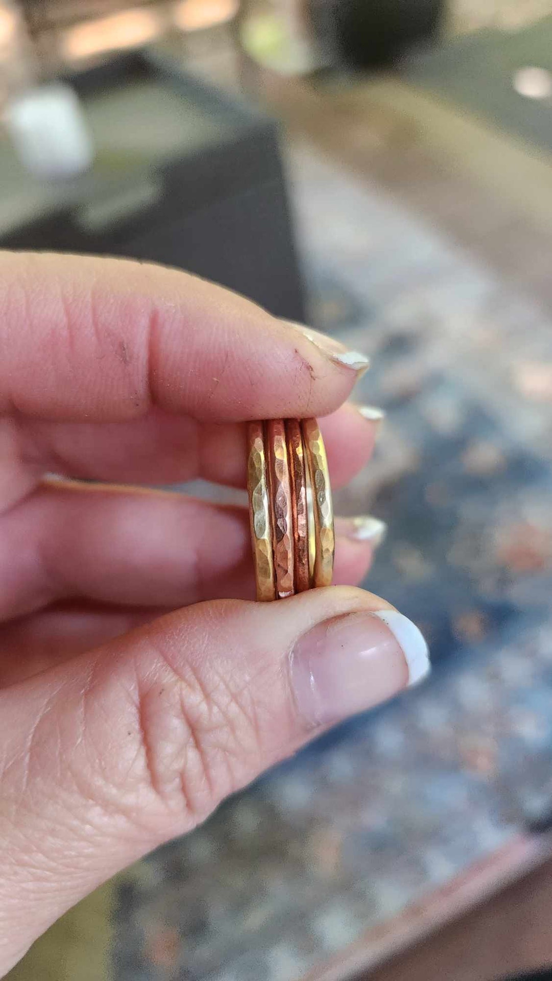 Simple Stacker- Patina Copper, Copper or Brass Hammered Thin Rings ...