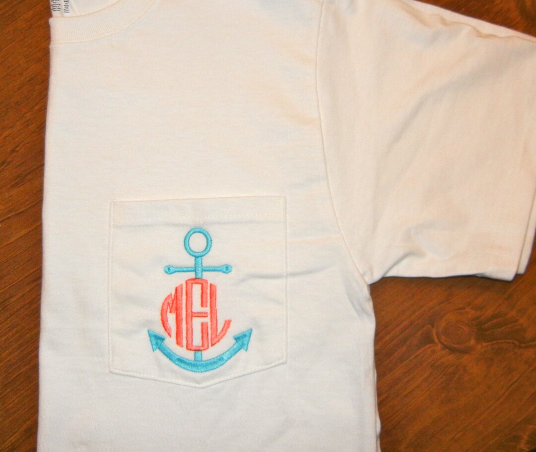 Monogrammed Anchor Pocket T Shirt - Etsy