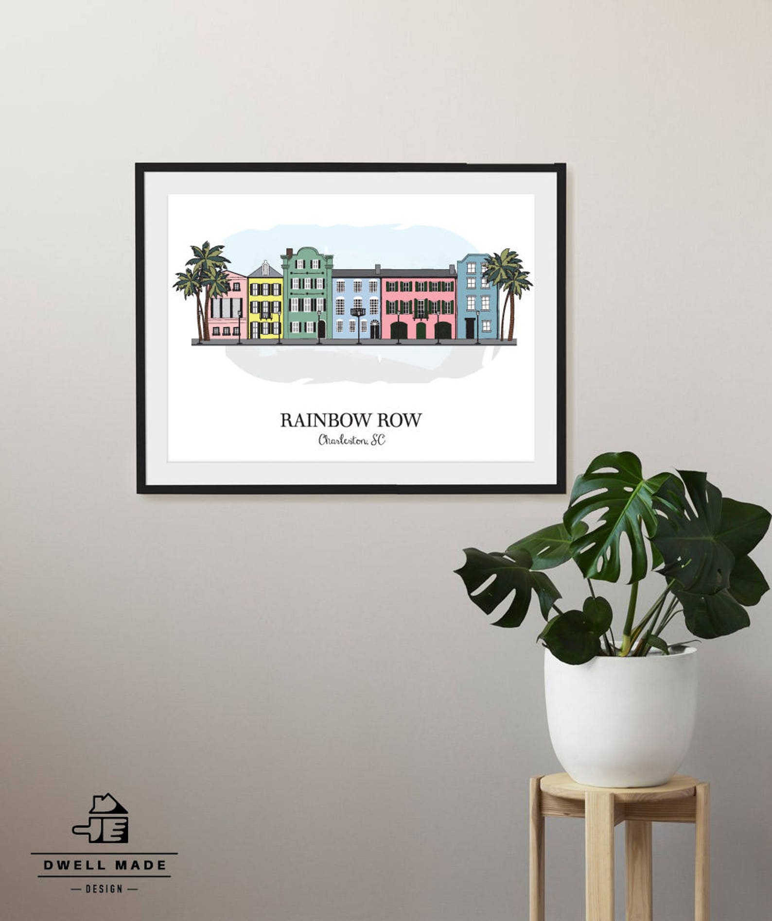 Charleston, SC Rainbow Row Illustration Print - Etsy