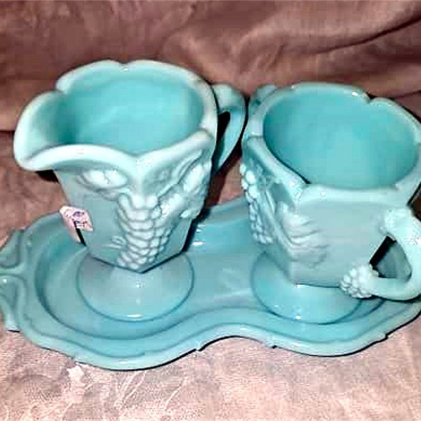 Turquoise Milk Glass - Etsy