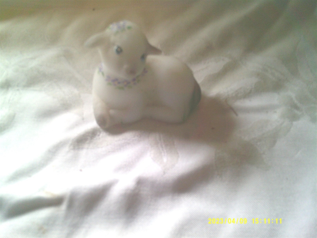 FENTON ART GLASS Opal Satin Decorated Lamb Figural - Etsy