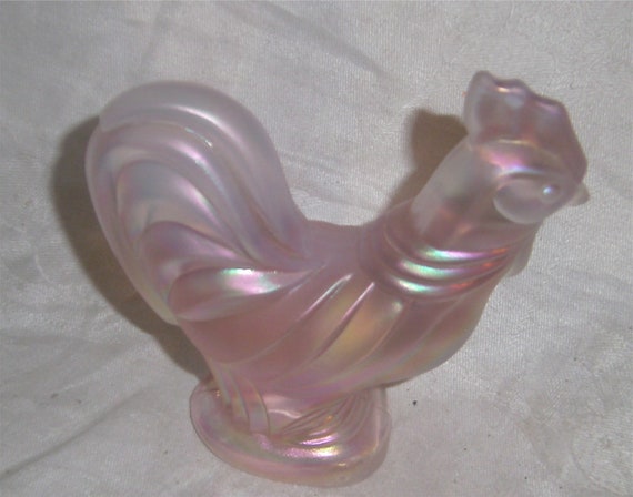 FENTON ART GLASS Champagne Satin Rooster Figural | Etsy