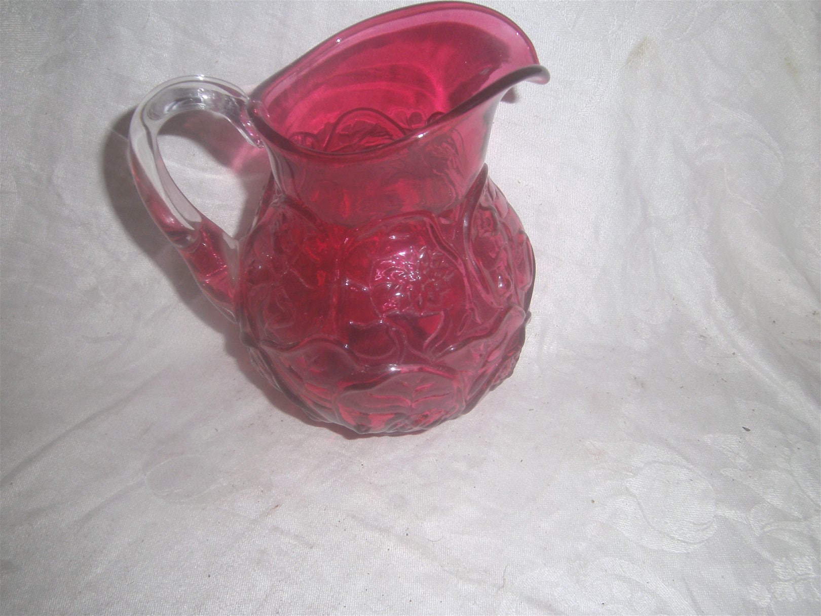 FENTON ART GLASS ruby Overlay Water Lily Pitcher - Etsy