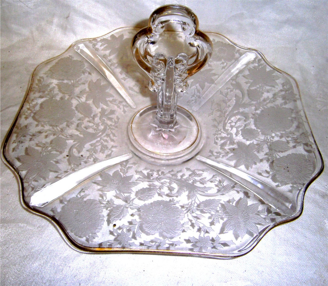 CAMBRIDGE GLASS COMPANY – Wildflower Center Handled Server - Etsy