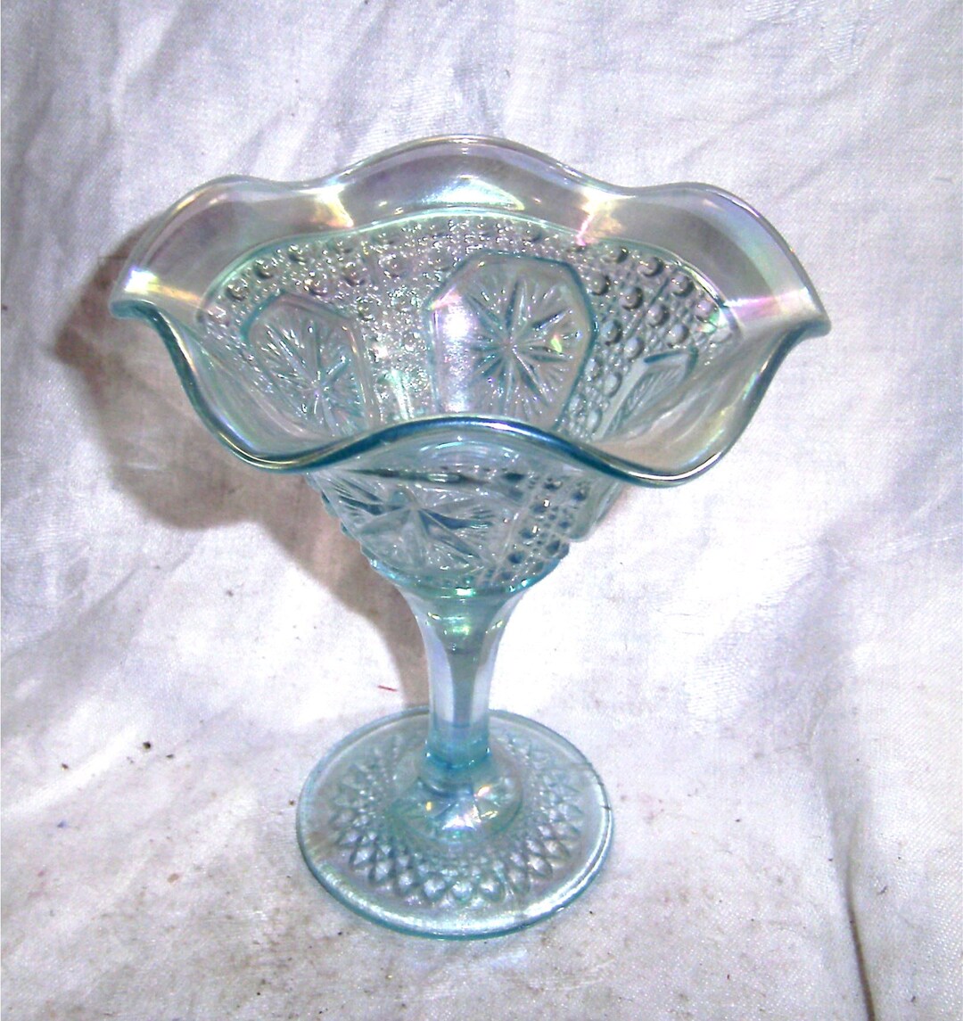 IMPERIAL GLASS COMPANY – Turquoise Carnival – Comport - Etsy