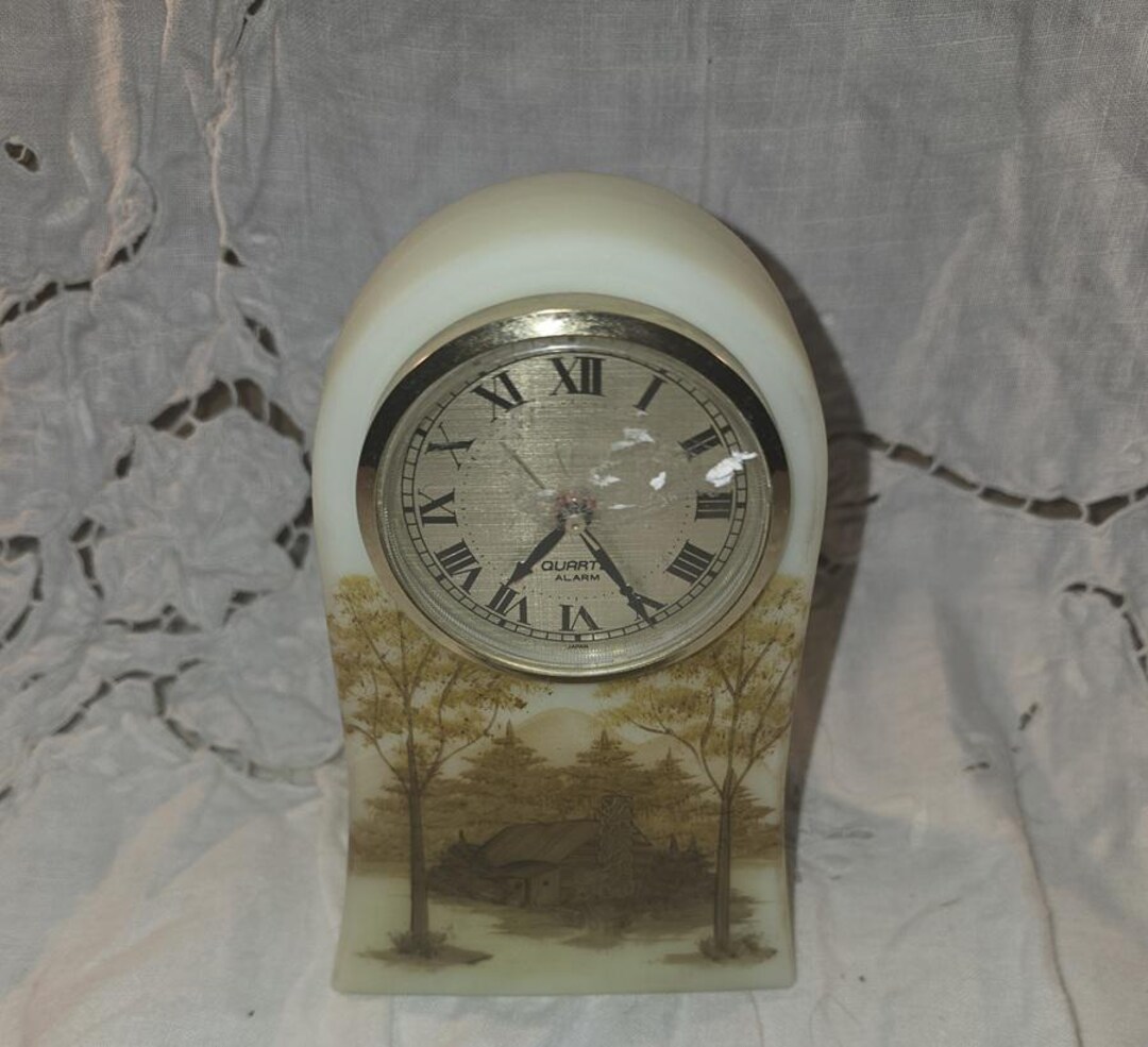 FENTON ART GLASS - Log Cabin on Custard – Clock – Dane Fredrick ...
