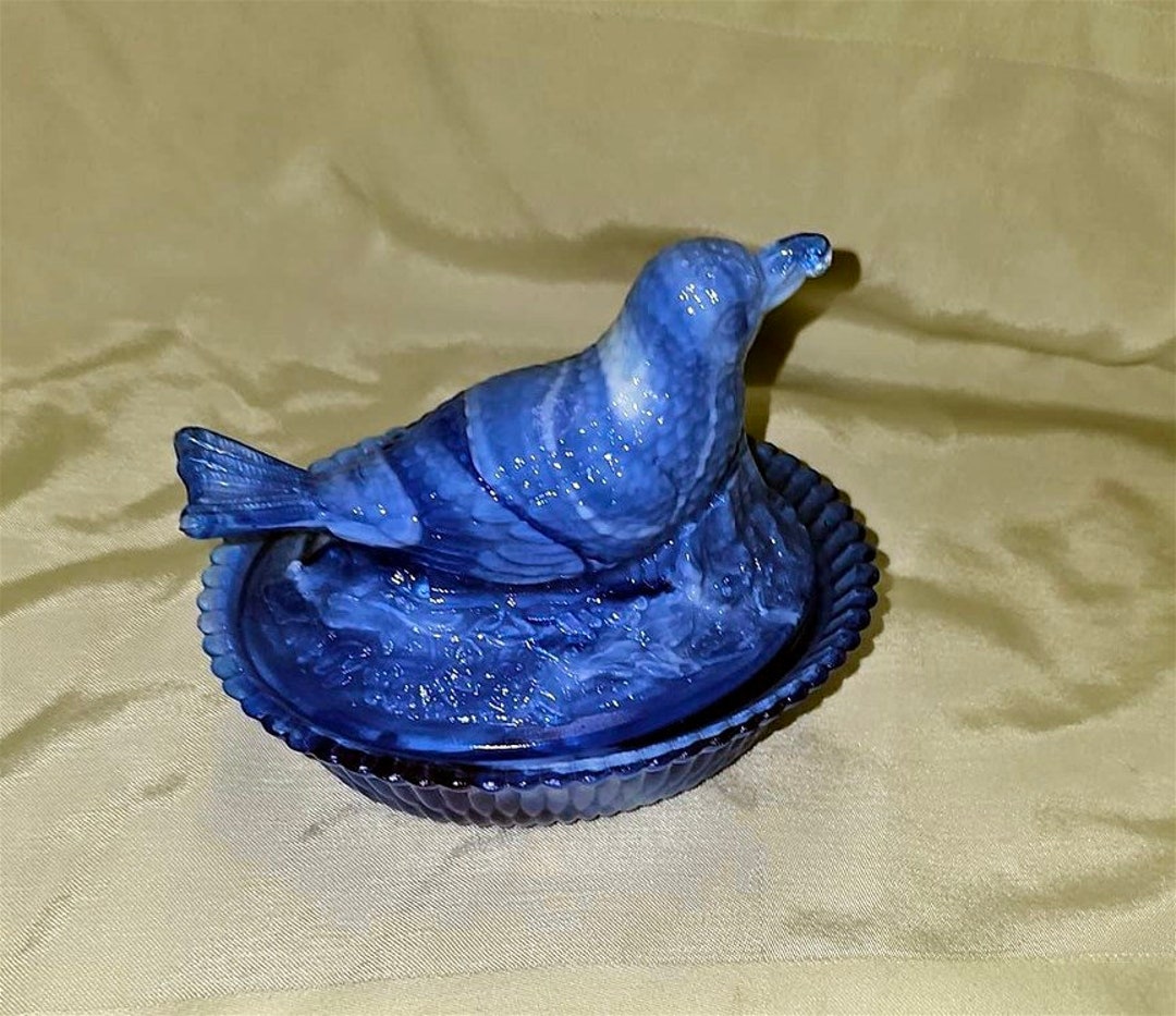 SUMMIT ART GLASS – New Old Stock – Dark Blue Slag – Bird With Berry ...