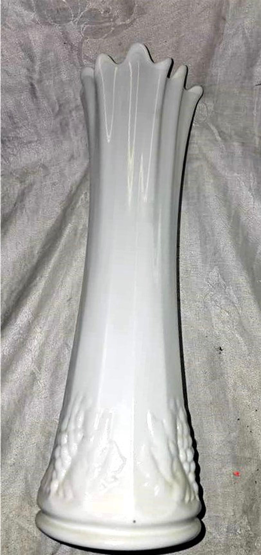 WESTMORELAND GLASS COMPANY - Milk Glass – Panel Grape – 14” Swung Vase ...