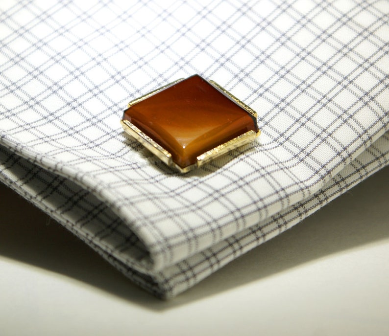 Polished Stone Caramel Statement Cufflinks for Women "chick Links". Own ...