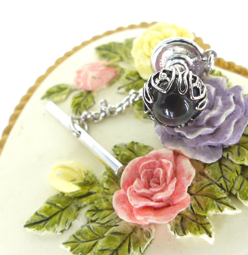 Gorgeous Silver Unique Wire Lace Design Mount Tie Tack With Charcoal ...