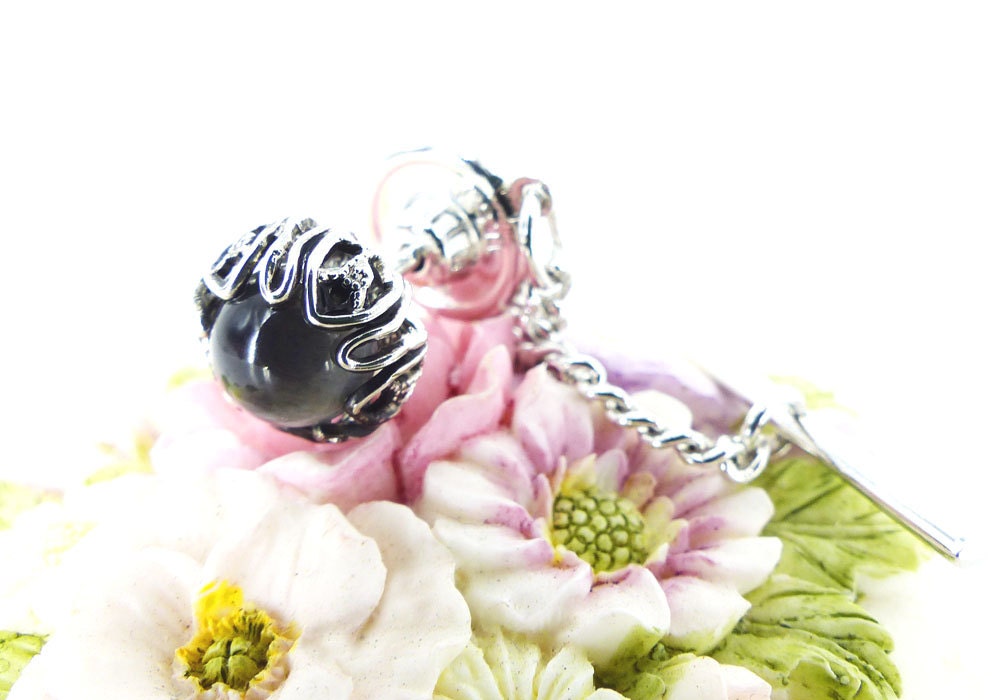 Gorgeous Silver Unique Wire Lace Design Mount Tie Tack With Charcoal ...