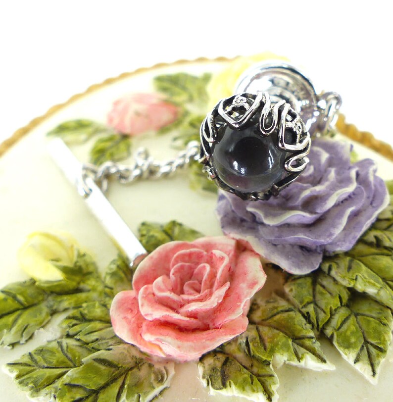 Gorgeous Silver Unique Wire Lace Design Mount Tie Tack With Charcoal ...