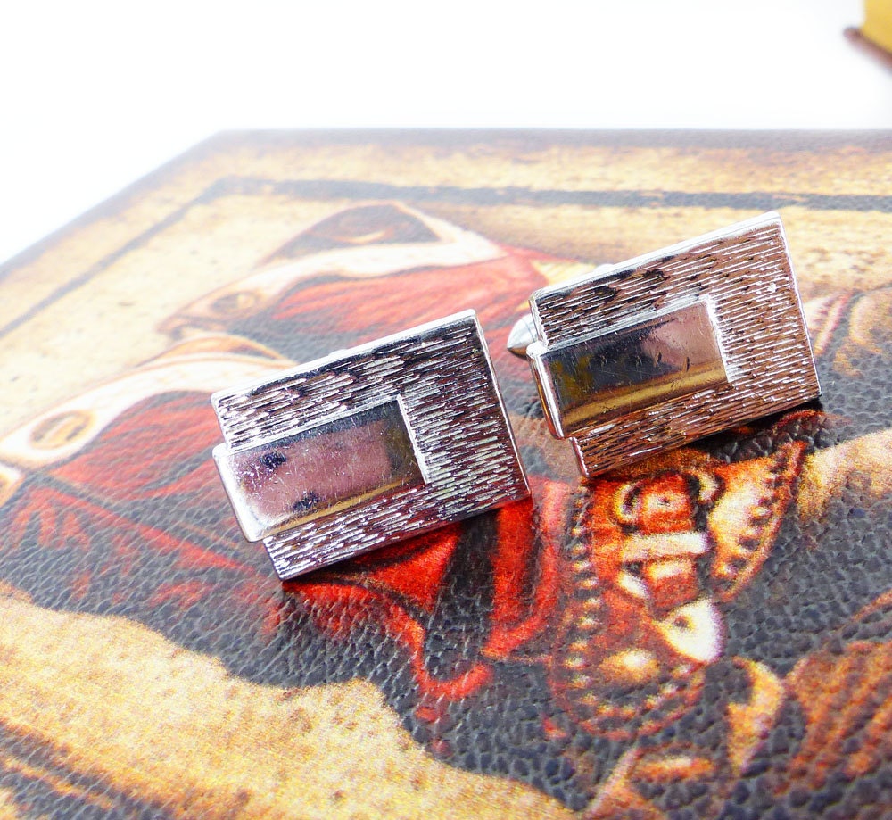 Vintage Classic Swank Set of Silver Textured Cufflinks. Mid | Etsy