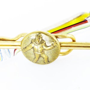Antique Victorian Brass Court Jester Embellishment Brass Slip Style Tie ...