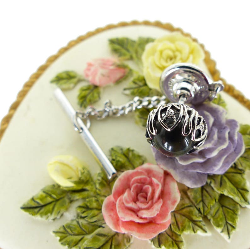 Gorgeous Silver Unique Wire Lace Design Mount Tie Tack With Charcoal ...