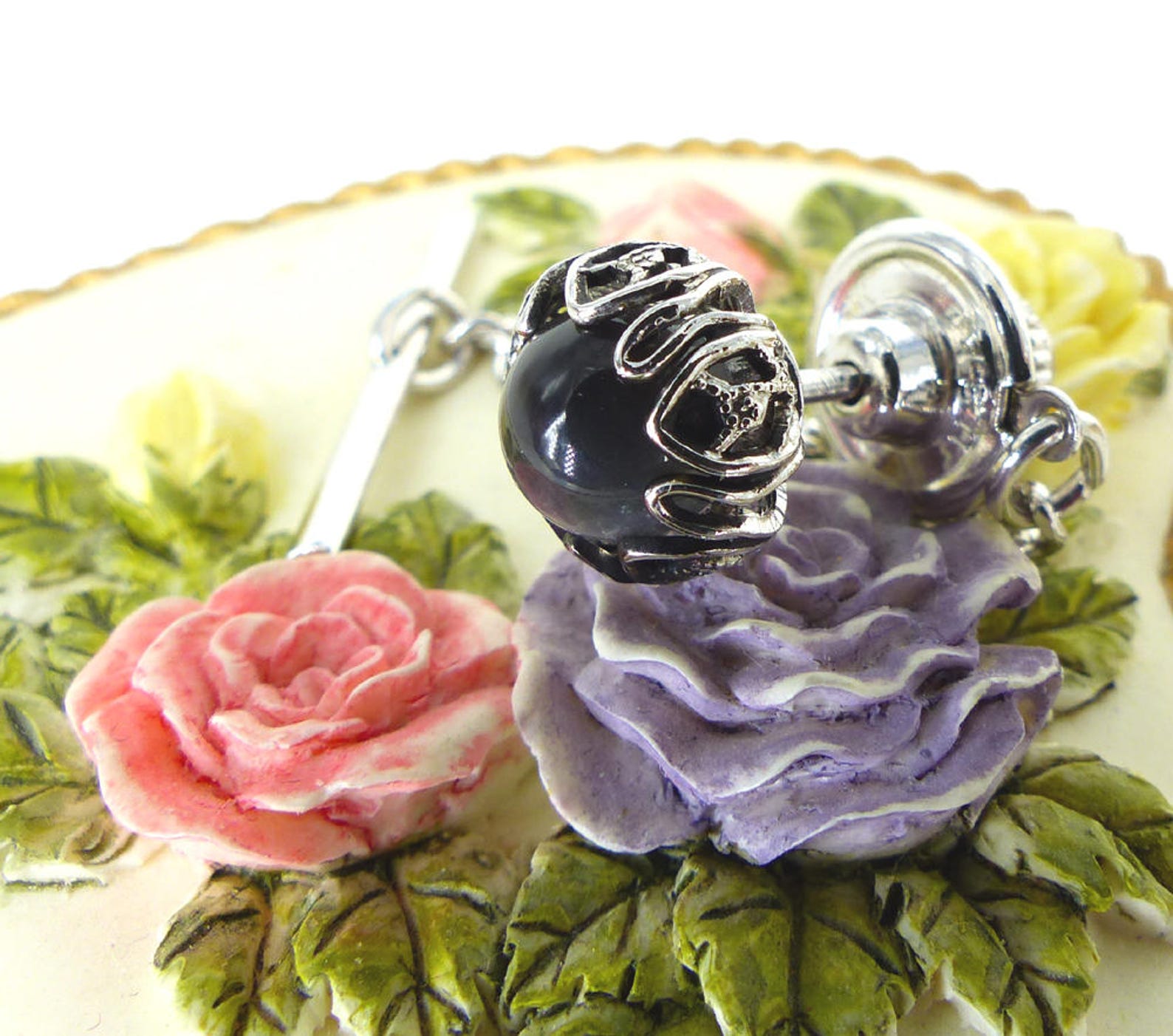 Gorgeous Silver Unique Wire Lace Design Mount Tie Tack With Charcoal ...