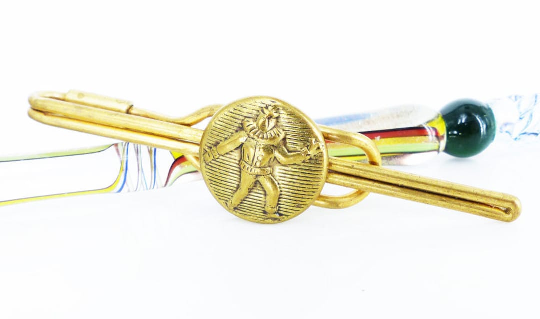 Antique Victorian Brass Court Jester Embellishment Brass Slip Style Tie ...