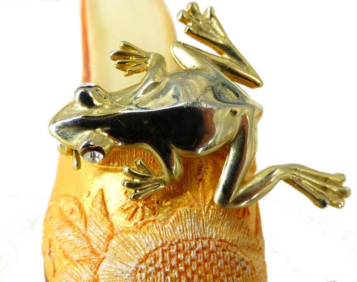 Sweet Little Gold Shiny Frog With Sparkle Clear Crystal Eyes. - Etsy ...