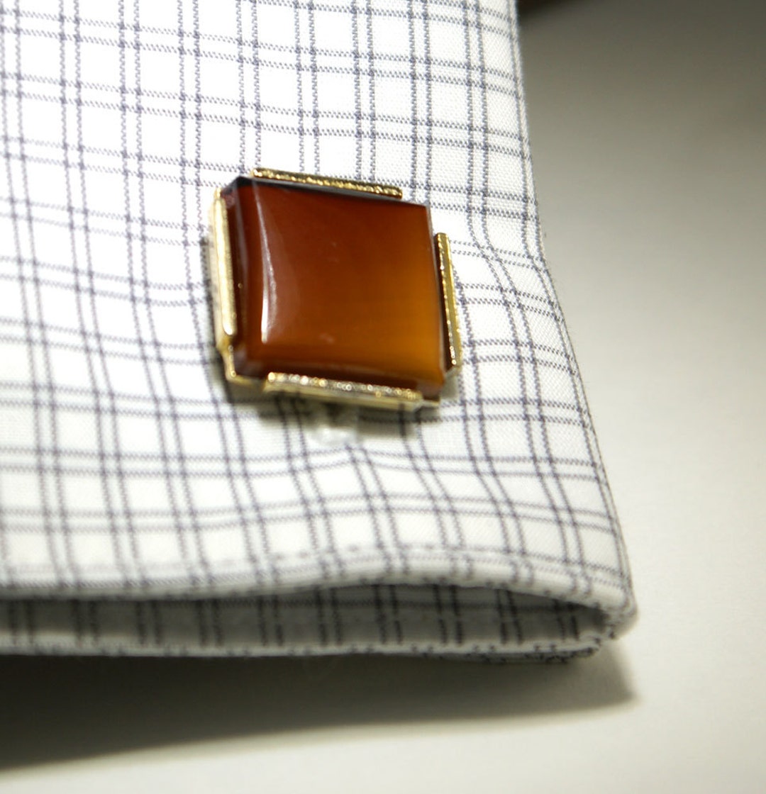 Polished Stone Caramel Statement Cufflinks for Women "chick Links". Own ...