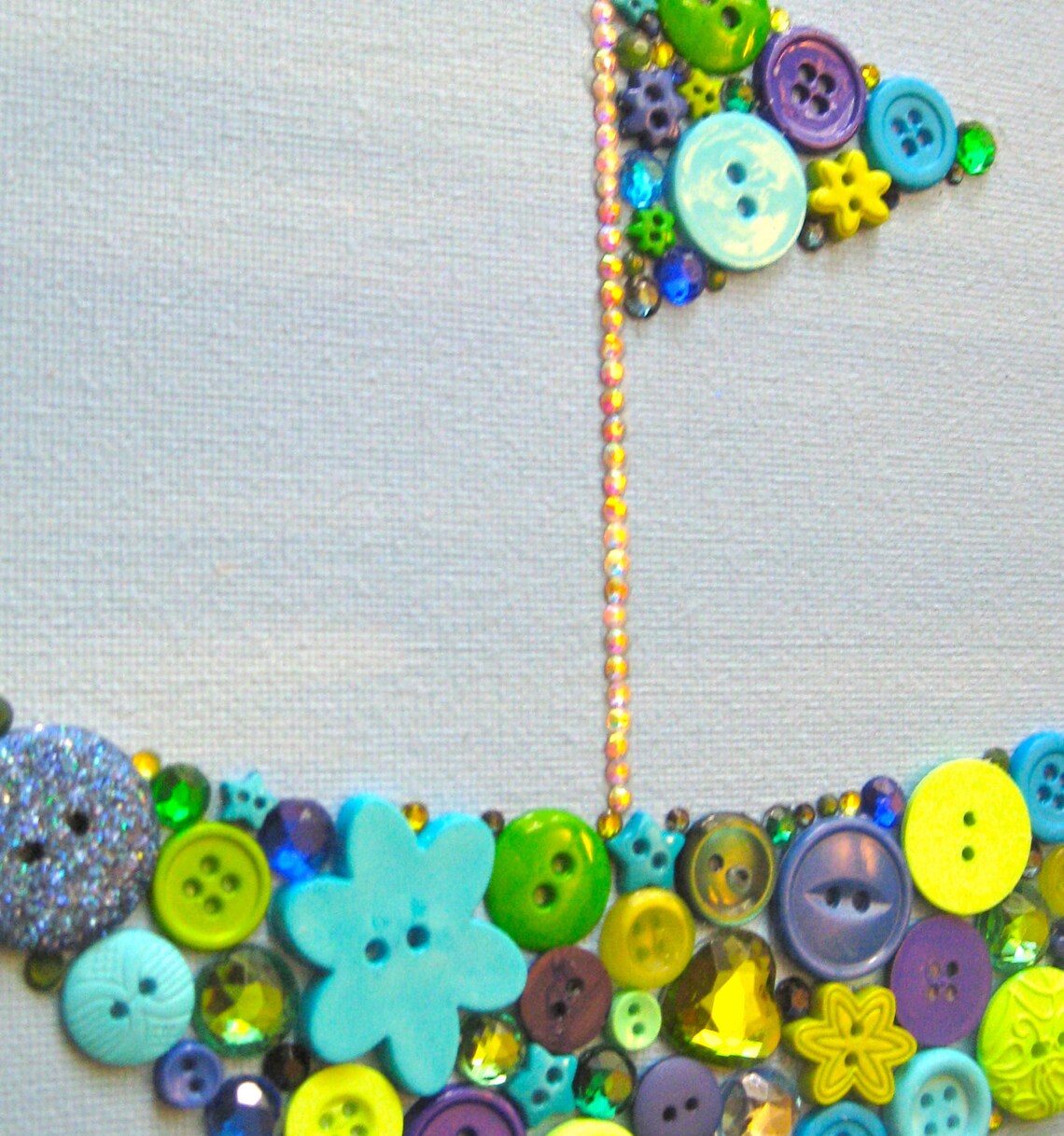 Button & Crystal Sailboat | Art for Kids Rooms | Nursery Decor | Canvas ...