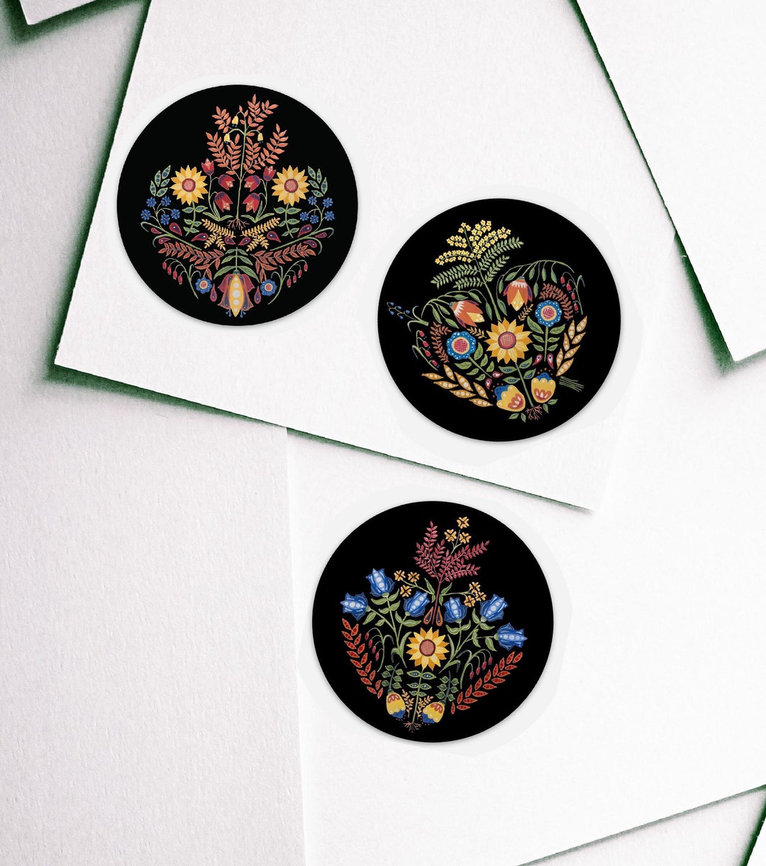 Folk Art Holy Family Stickers: Catholic Hearts, Black Vinyl, Set of 3 ...