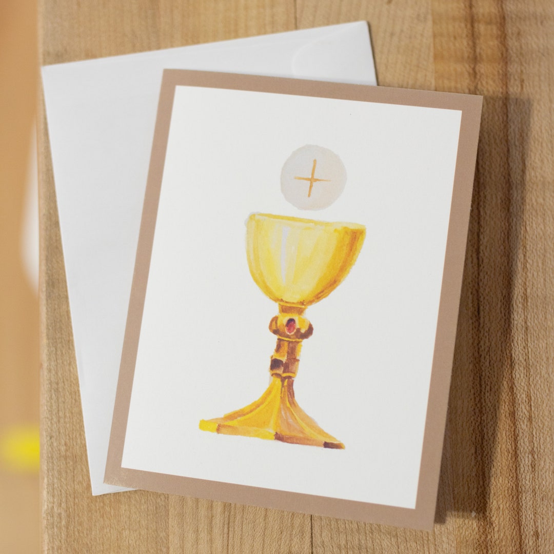 Host and Chalice First Holy Communion Greeting Card, Catholic Sacrament ...