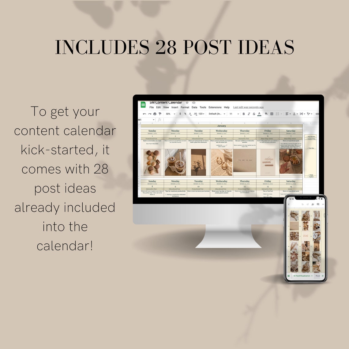Content Calendar Template for Instagram, Facebook, Social Media ...