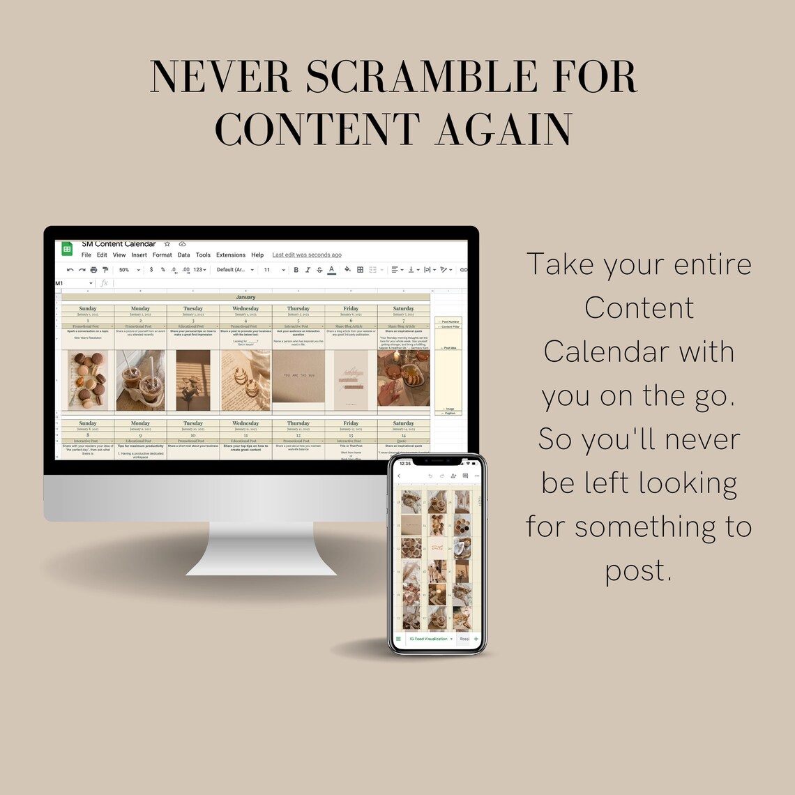 Content Calendar Template for Instagram, Facebook, Social Media ...