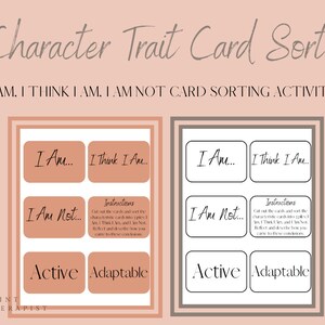 Character Trait Card Sort - Therapy Worksheet Printable, Teens and ...